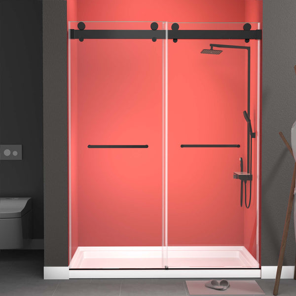 GETPRO Shower Doors 68-72” W x 79” H with Soft Closing 3/8" Clear Temp ...